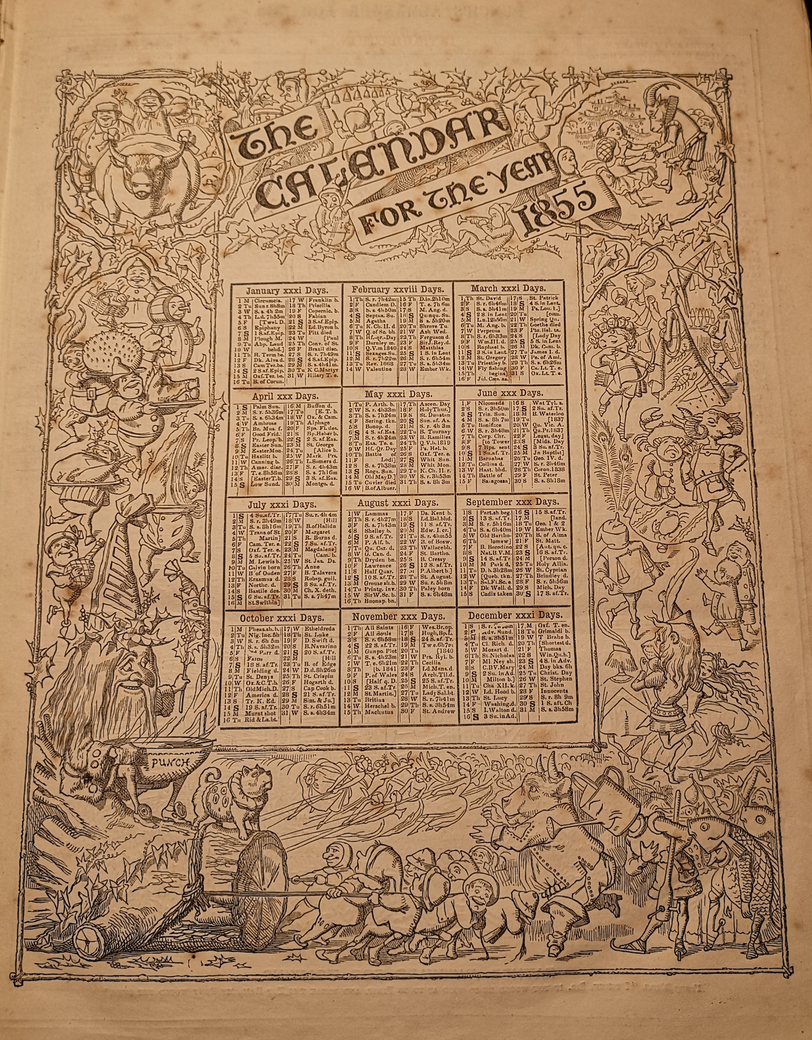 Punch Magazine Calendar for 1855 – From Lorna's Command Centre
